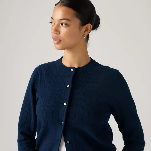 LEVI'S Supersoft Pointelle Crewneck Cardigan