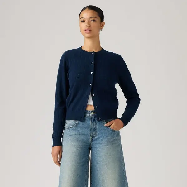 LEVI'S Supersoft Pointelle Crewneck Cardigan