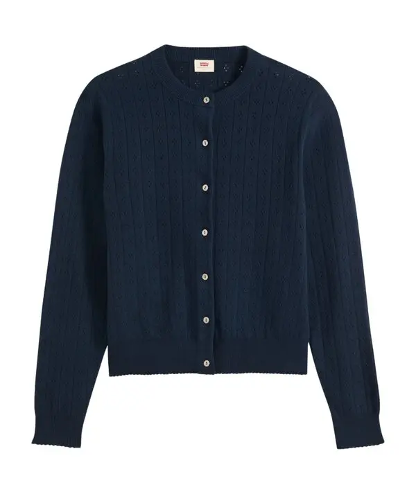 LEVI'S Supersoft Pointelle Crewneck Cardigan - Blue