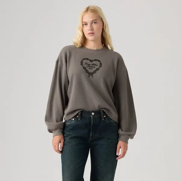 LEVI'S Graphic Relaxed Waffle Long-sleeve Crewneck Top