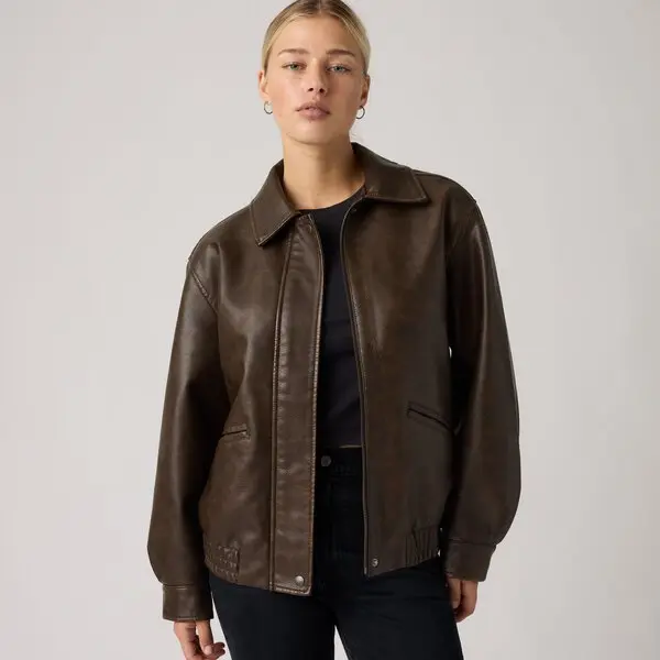 LEVI'S Faux Leather Relaxed Fit Bomber Jacket
