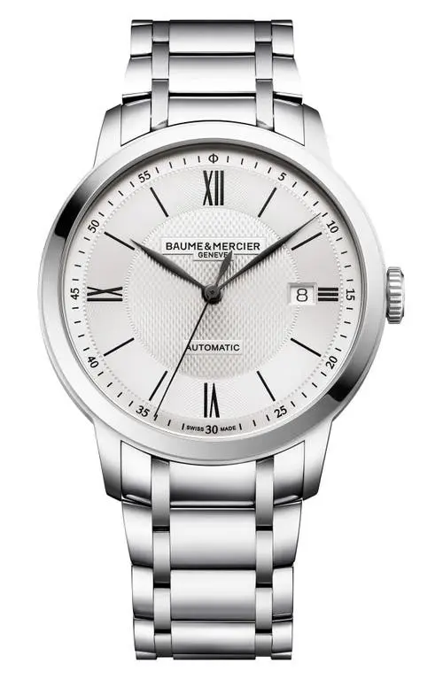 Baume & Mercier Classima Bracelet Watch With Date And Power Reserve Indicator - Silver