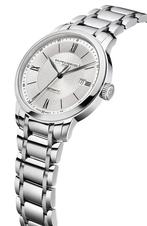 Baume & Mercier Classima Bracelet Watch With Date And Power Reserve Indicator - Silver