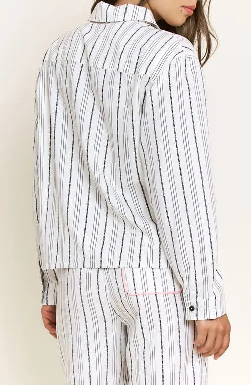 Honeydew Intimates Nap Era Striped Long Sleeve Pajama Top - Ivory Stripe