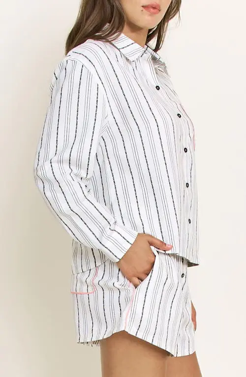 Honeydew Intimates Nap Era Striped Long Sleeve Pajama Top - Ivory Stripe