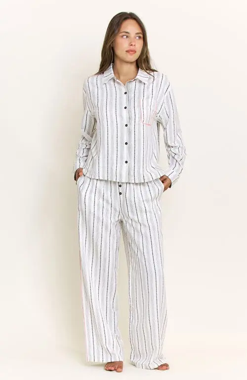 Honeydew Intimates Nap Era Striped Long Sleeve Pajama Top - Ivory Stripe