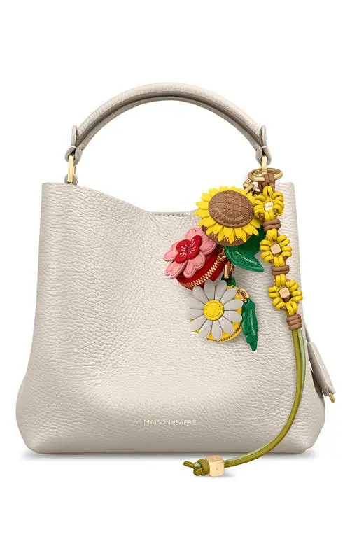 MAISON DE SABRE Bloom Edition Leather Wristlet Charm - Daisy Sandstone