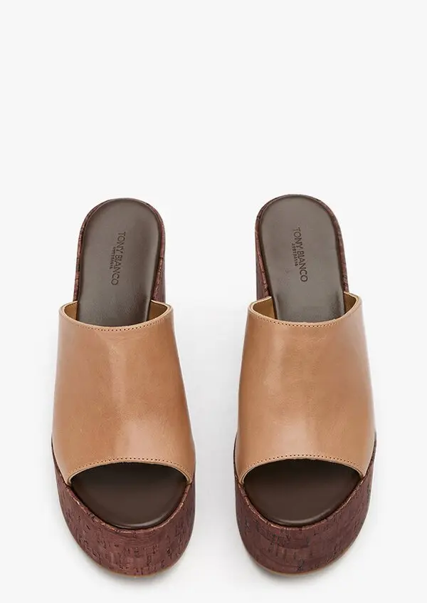 TONY BIANCO Villa Platform Wedge Mule - Tan Vintage