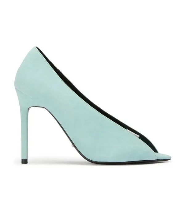 TONY BIANCO Matrix Suede Open Toe Stiletto Heels - Turquoise Suede