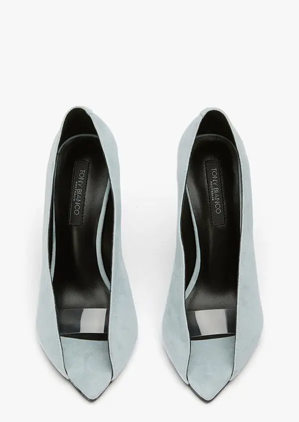 TONY BIANCO Matrix Suede Stiletto Heels - Sky Suede