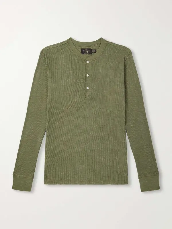 Ralph Lauren Waffle-knit Cotton-jersey Henley T-shirt