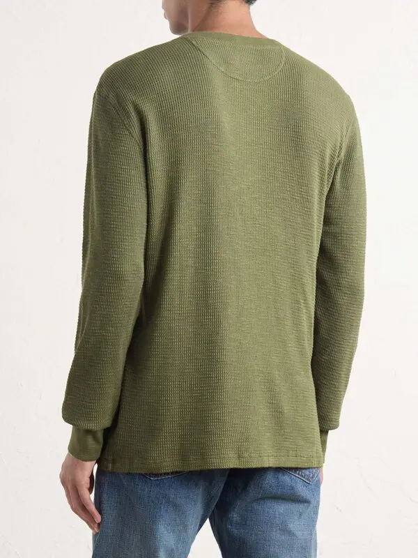 Ralph Lauren Waffle-knit Cotton-jersey Henley T-shirt
