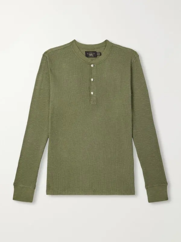 Ralph Lauren Waffle-knit Cotton-jersey Henley T-shirt