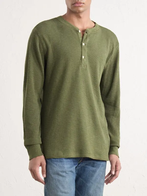 Ralph Lauren Waffle-knit Cotton-jersey Henley T-shirt