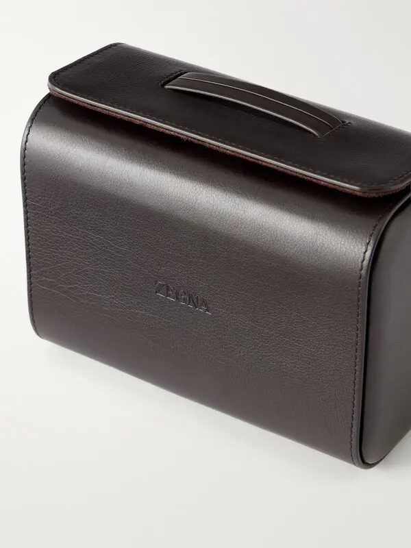 Zegna Secondskin Leather Watch Roll - Brown