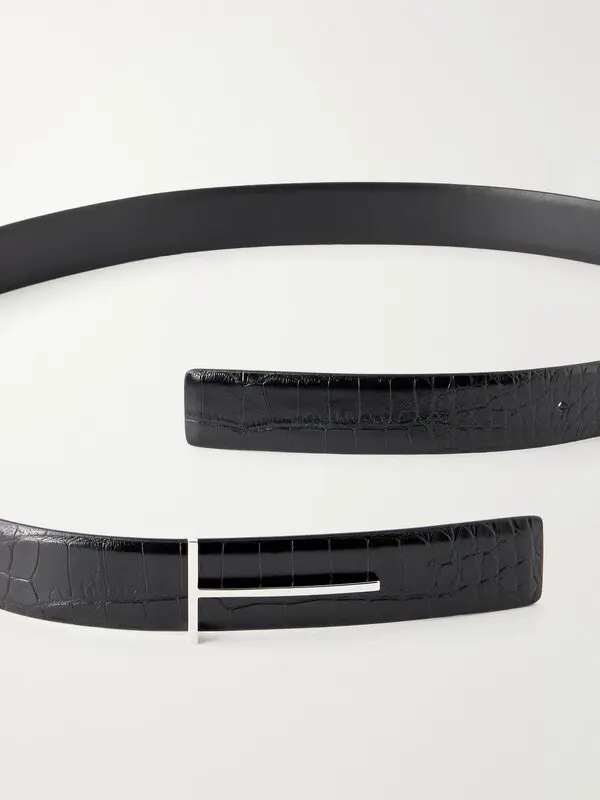 TOM FORD 2.5 Cm Croc-effect Leather Belt
