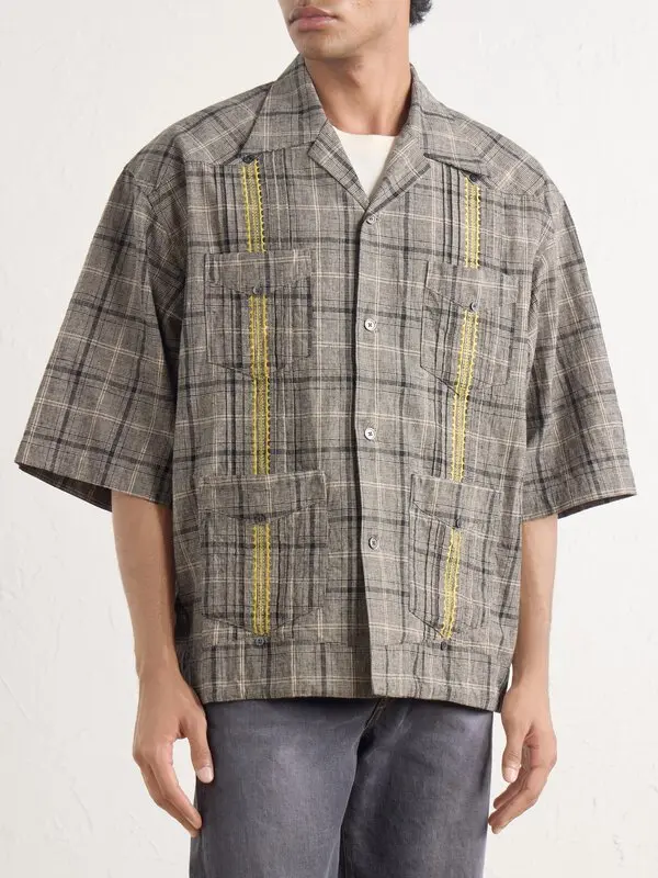 Kapital Glen Embroidered Checked Linen And Cotton-blend Shirt