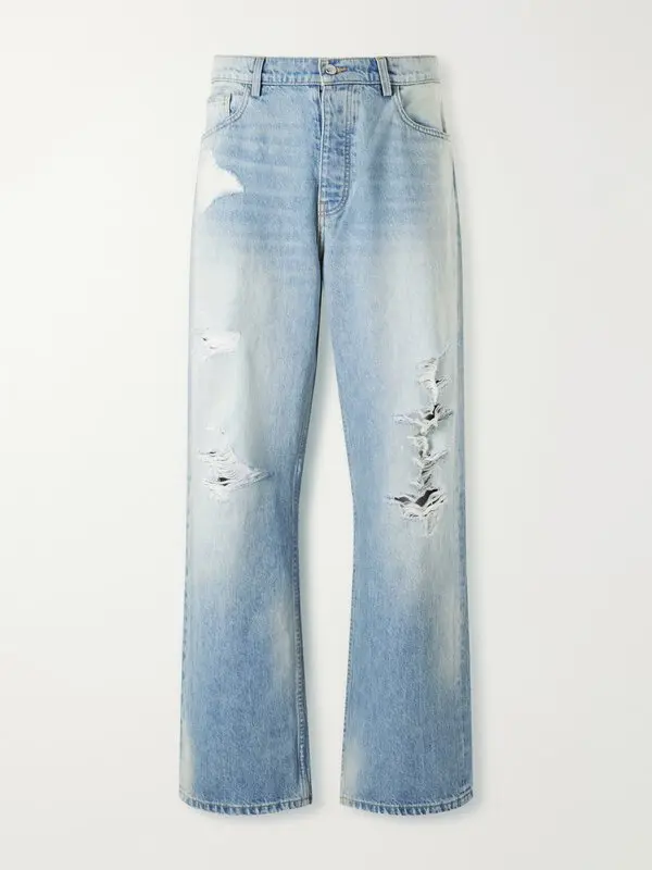 NAHMIAS Wide-leg Distressed Jeans