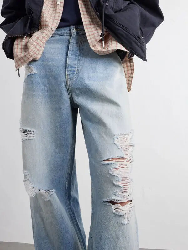 NAHMIAS Wide-leg Distressed Jeans