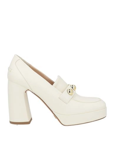 ZINDA Leather Loafers With Stud Detailing - Ivory