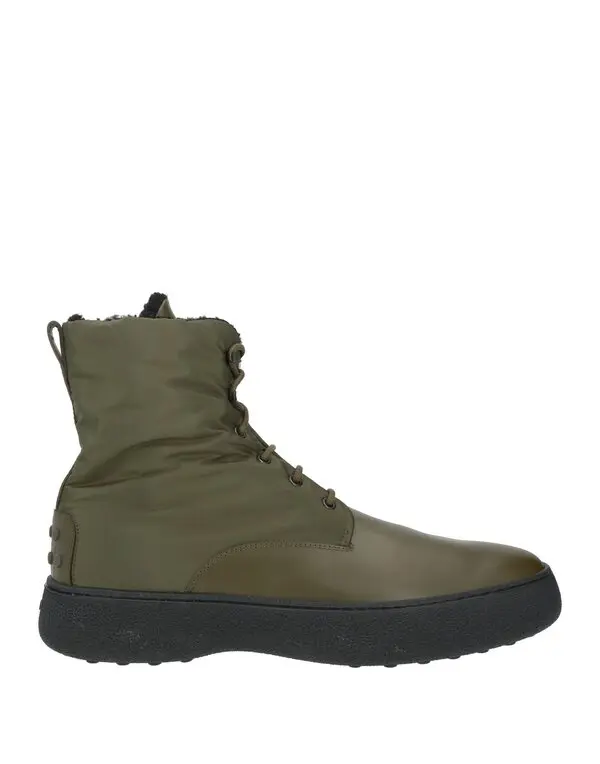 TOD'S Lace-up Leather And Nylon Ankle Boots - Green
