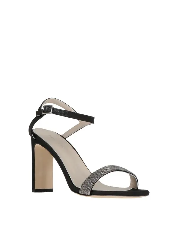 Fabiana Filippi Embellished Satin Sandals With Ankle Strap - Black