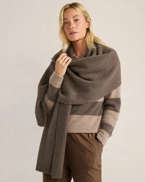 HAVEN WELL WITHIN Cashmere Shaker Stitch Scarf - Lt Forest Hthr