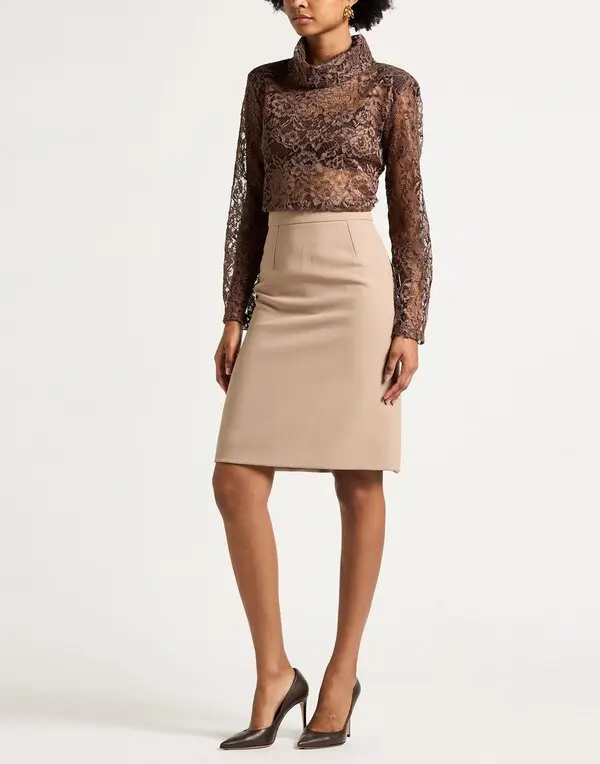Dolce & Gabbana Midi Skirt Sand Size Virgin Wool