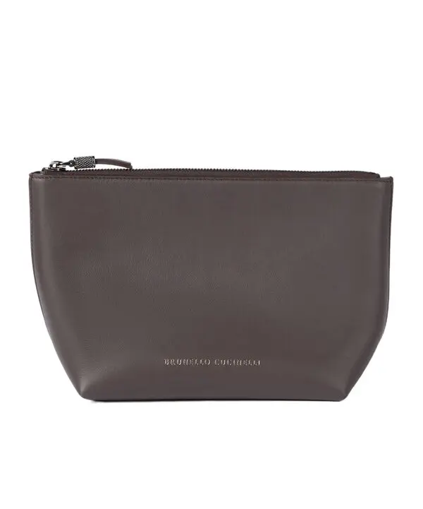 Brunello Cucinelli Calfskin Pouch With Shiny Zipper Pull