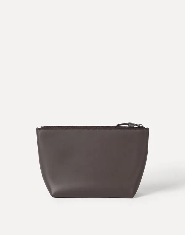 Brunello Cucinelli Calfskin Pouch With Shiny Zipper Pull