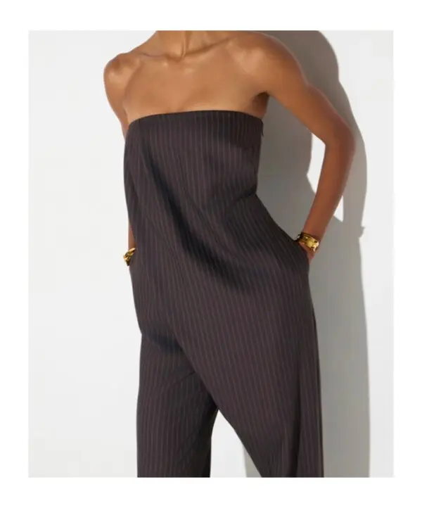 Elisabetta Franchi Strapless Pinstripe Jumpsuit