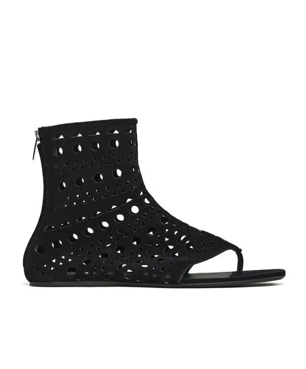 Alaïa High-top Flat Sandals With Signature Perforations