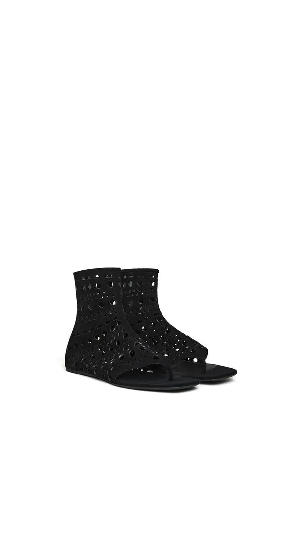 Alaïa High-top Flat Sandals With Signature Perforations