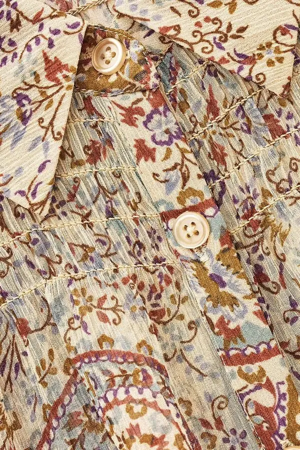 Ba&sh Printed Paisley Long Sleeve Button-down Shirt