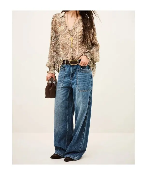 Ba&sh Printed Paisley Long Sleeve Button-down Shirt