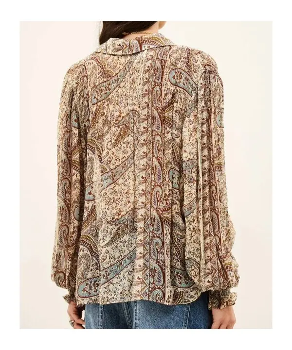 Ba&sh Printed Paisley Long Sleeve Button-down Shirt