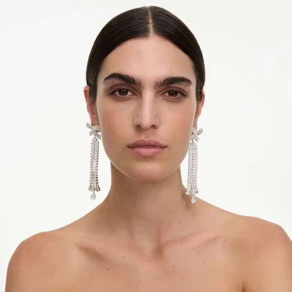 SELF-PORTRAIT Crystal Bow Droplet Earrings