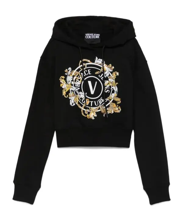 Versace Logo Print Hoodie - Black