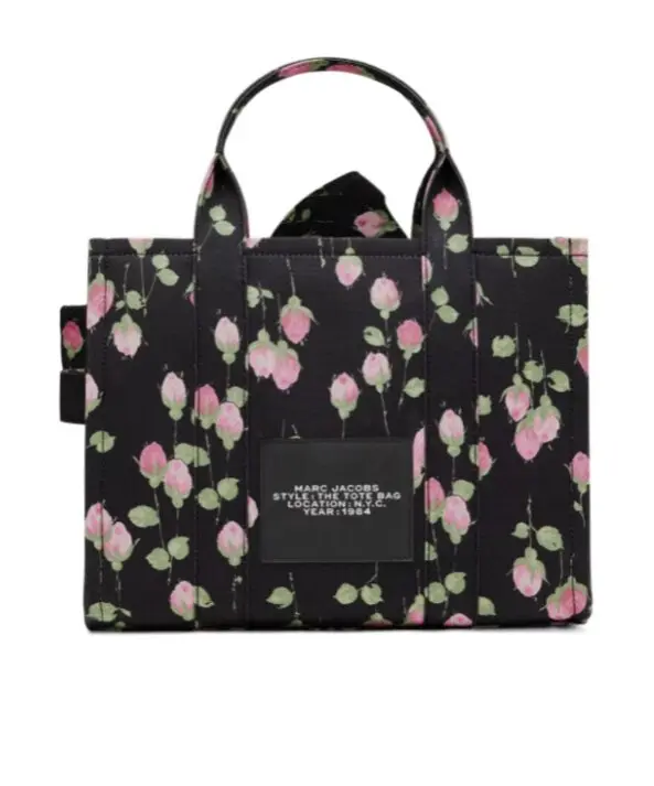 Marc Jacobs Vintage Floral Oversized Bow Medium Tote Bag - Black