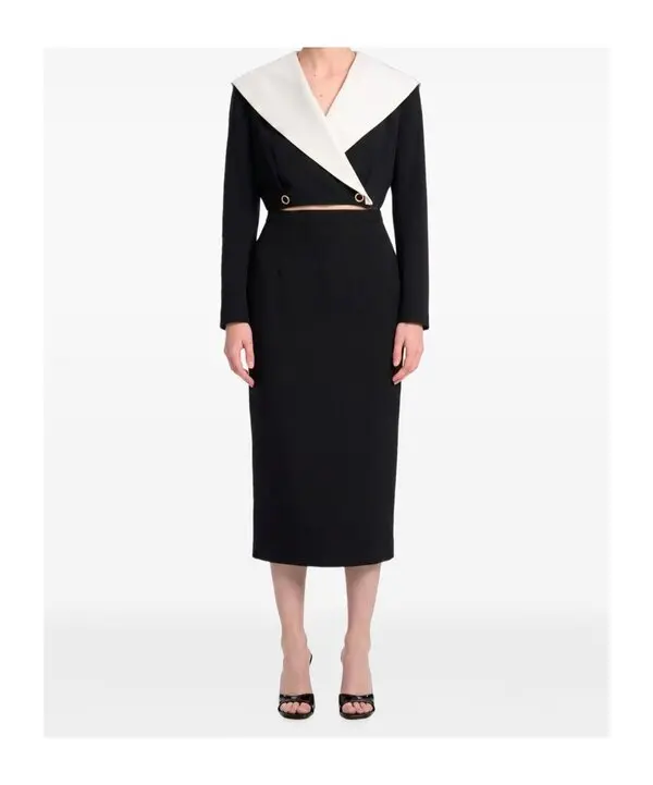 Alessandra Rich Wool Crepe Midi Skirt