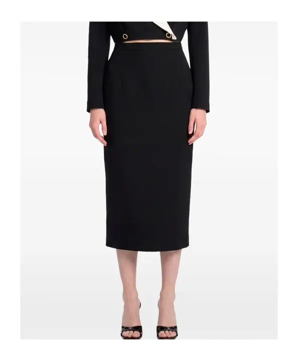 Alessandra Rich Wool Crepe Midi Skirt