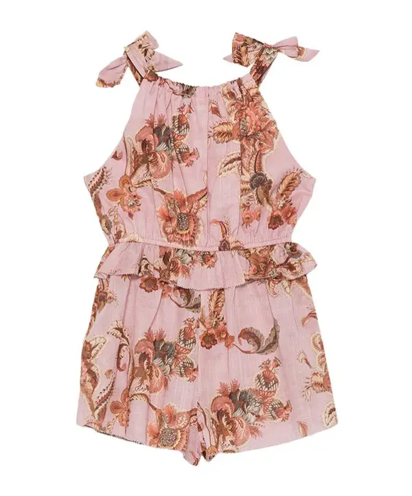 Zimmermann Floral-print Ruffled Playsuit