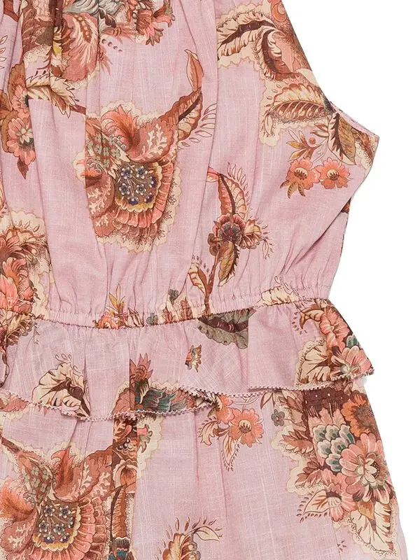 Zimmermann Floral-print Ruffled Playsuit