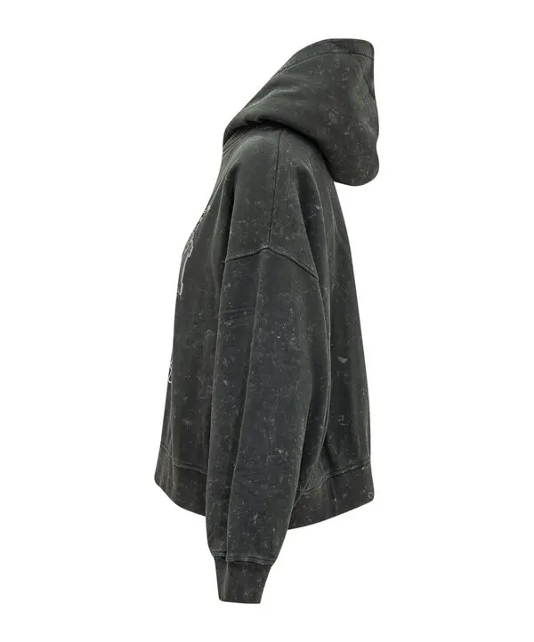 GANNI Cropped Cotton Hoodie - Phantom Black