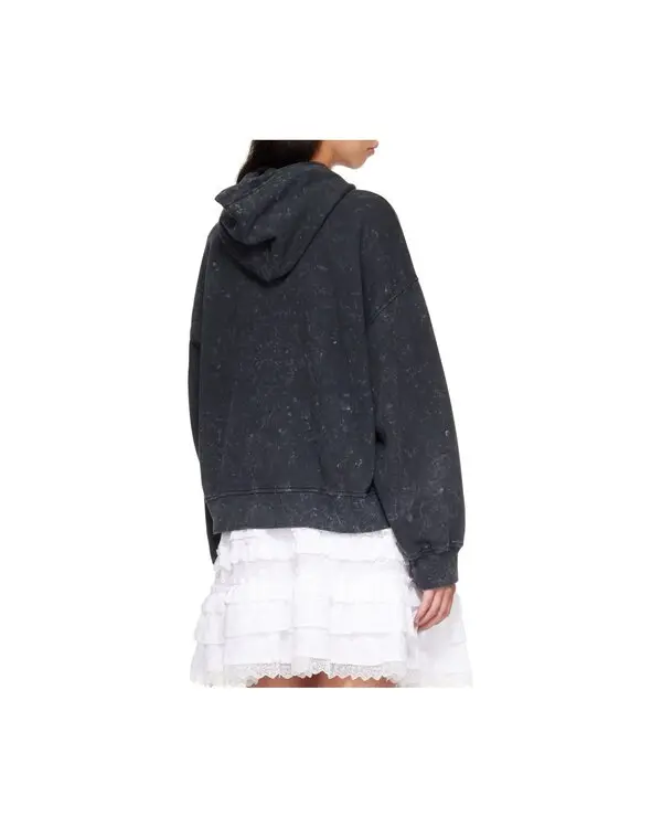 GANNI Cropped Cotton Hoodie - Phantom Black