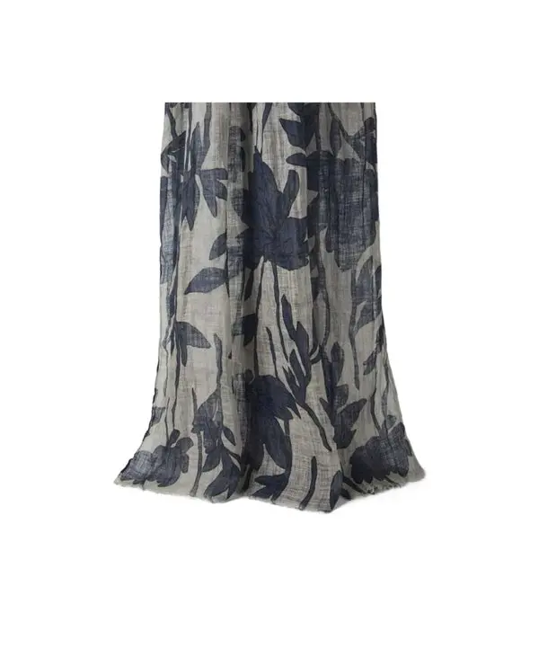 Brunello Cucinelli Floral-print Linen Scarf - Blue