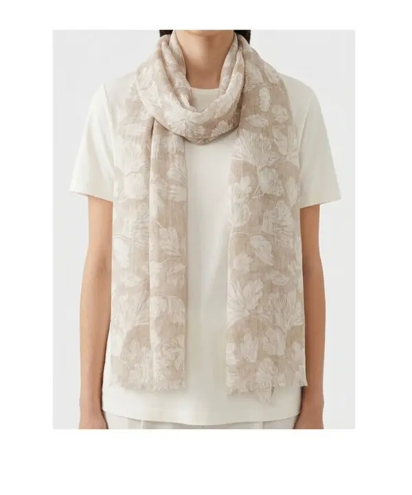 Brunello Cucinelli Floral-print Linen Scarf