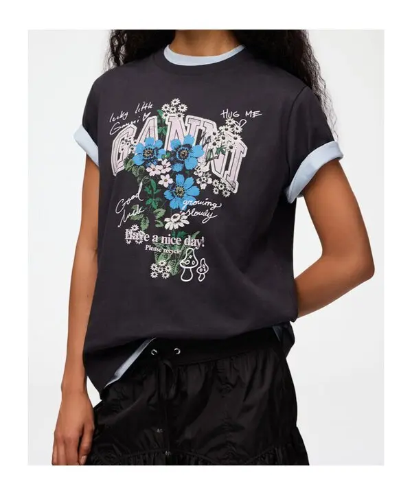 GANNI Floral Graphic T-shirt