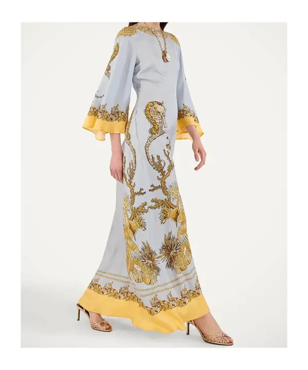 La DoubleJ Sœur Oceania-print Bell Sleeve Maxi Dress