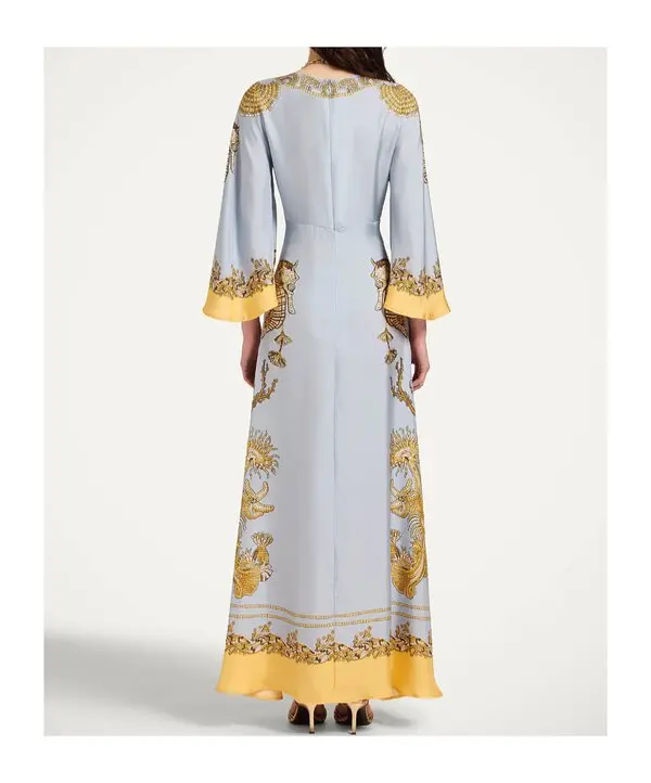 La DoubleJ Sœur Oceania-print Bell Sleeve Maxi Dress